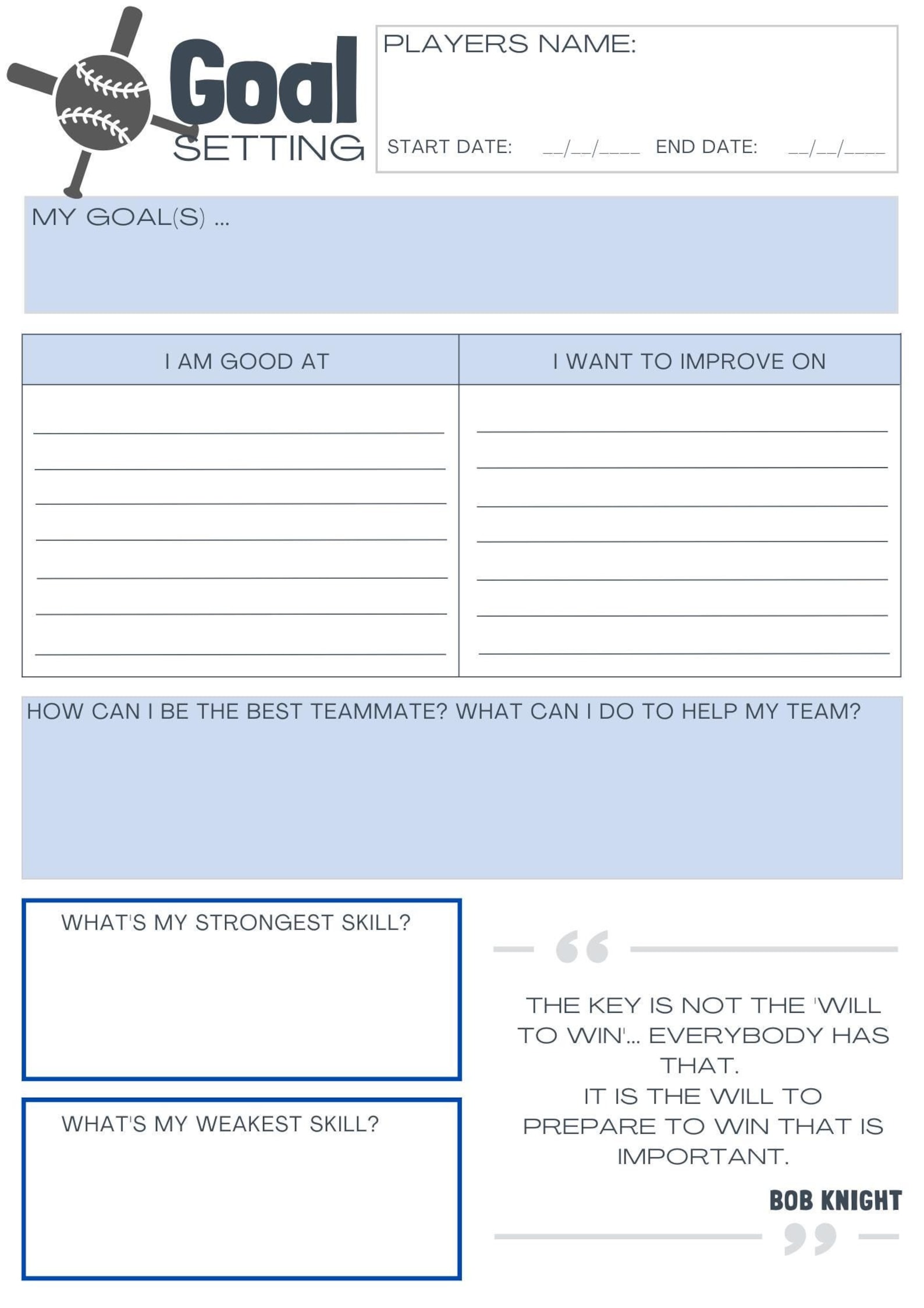 Softball/baseball Goal Setting & Habit Tracker Pack - Digital Download ...