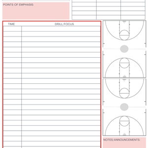 Basketball Practice Plan Templates (3) - Digital Download - Red - Etsy