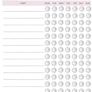 Basketball Goal Setting & Habit Tracker Pack - Digital Download - Pink ...