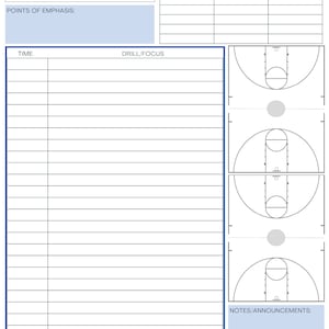 Basketball Practice Plan Templates (3) - Digital Download - Blue - Etsy