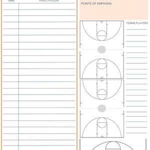 Basketball Practice Plan Templates (3) - Digital Download - Orange - Etsy