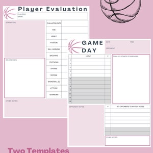Basketball Coaching Templates (2) - Digital Download - Pink - Etsy