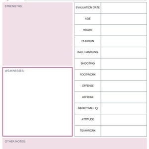 Basketball Coaching Templates (2) - Digital Download - Pink - Etsy