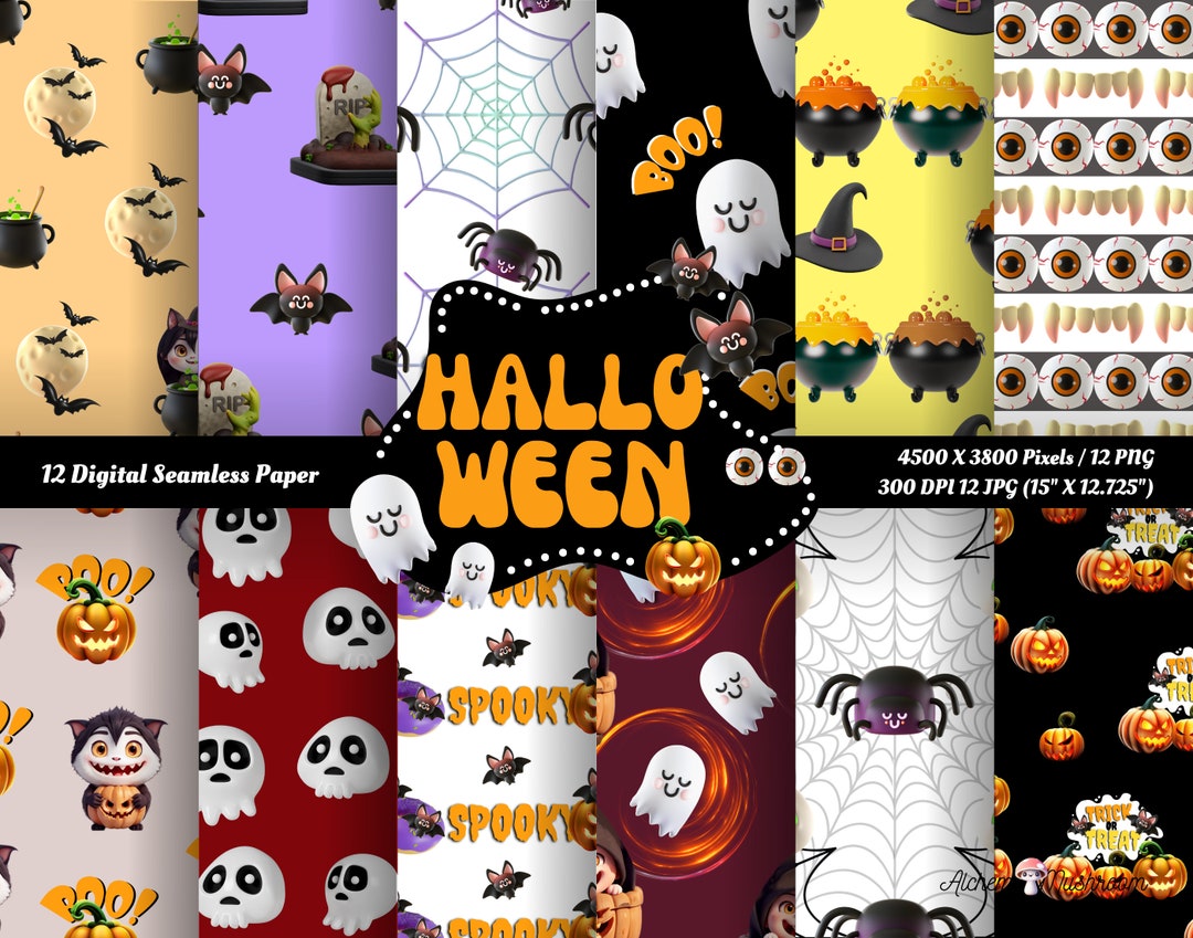 Halloween 3D Clipart | | Digital Download | Scrapbook Paper Pack ...