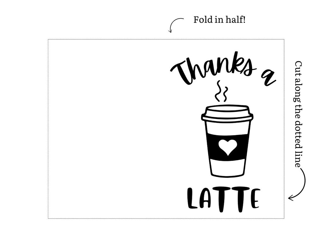 Thanks a Latte Printable Thank You Note - Etsy