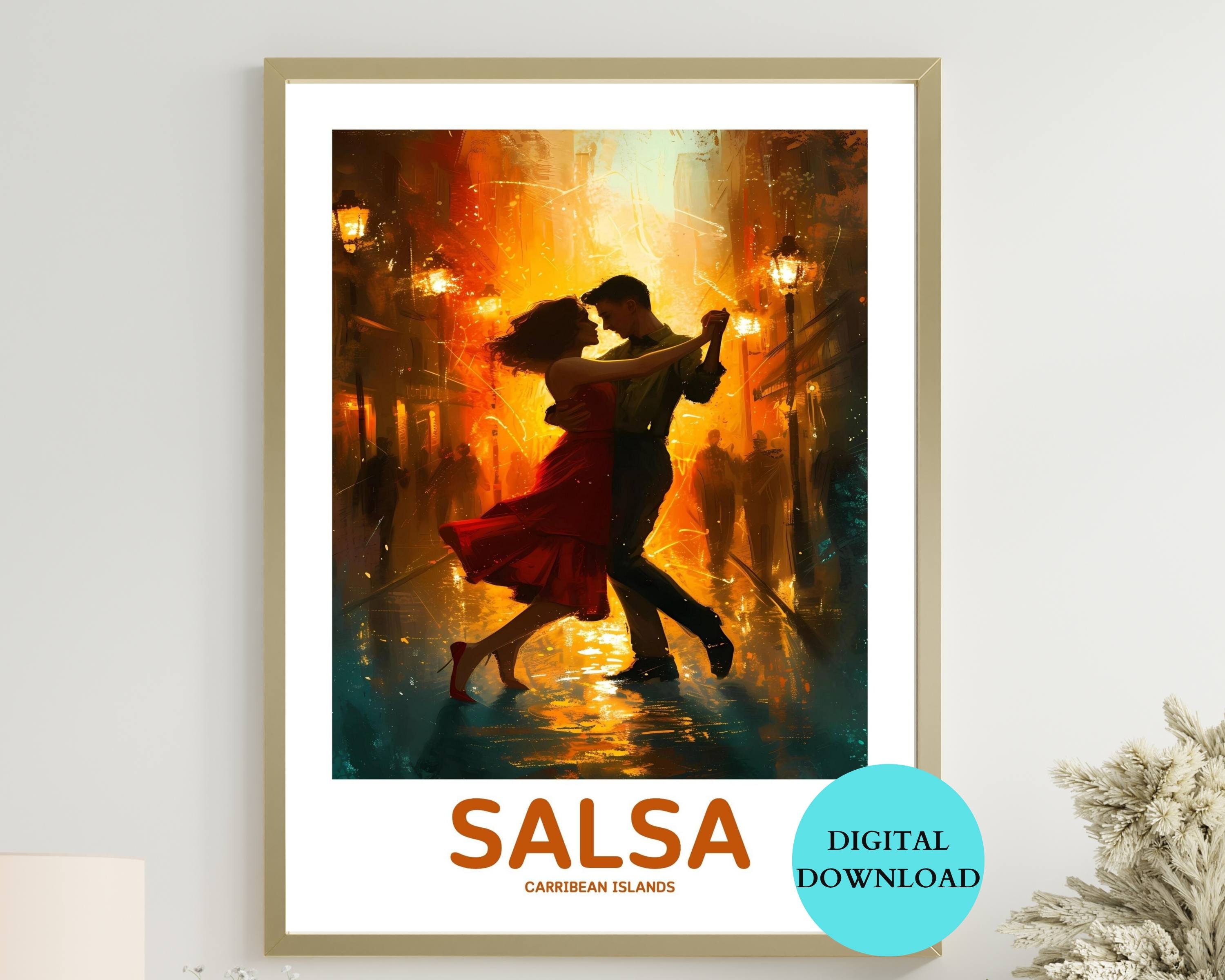 Printable Vintage Salsa Dance Poster Dance Poster Salsa Wall Art Ideal ...