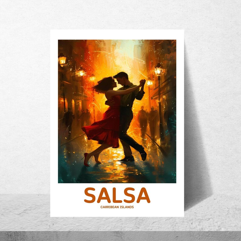 Printable Vintage Salsa Dance Poster Dance Poster Salsa Wall Art Ideal ...