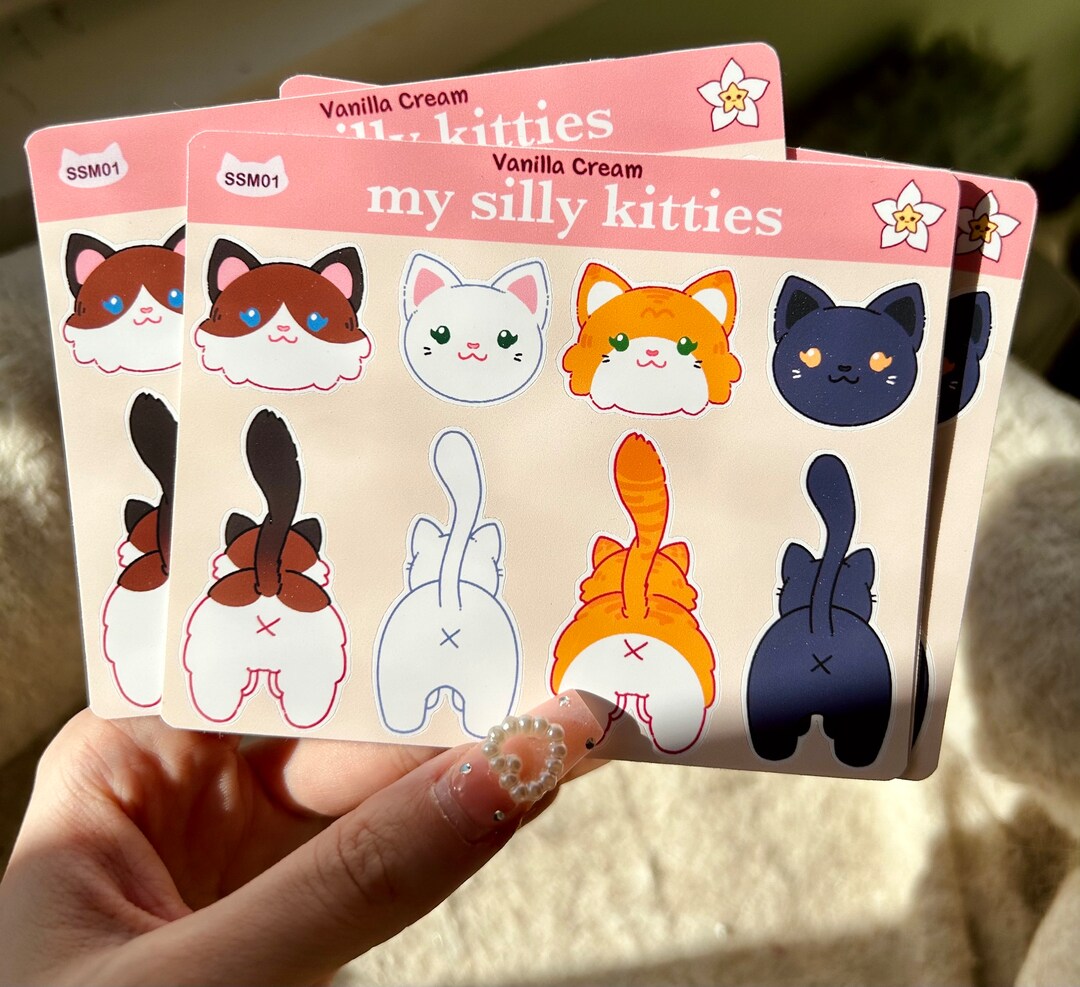 My Silly Kitties Mini Vinyl Sticker Sheet - Etsy