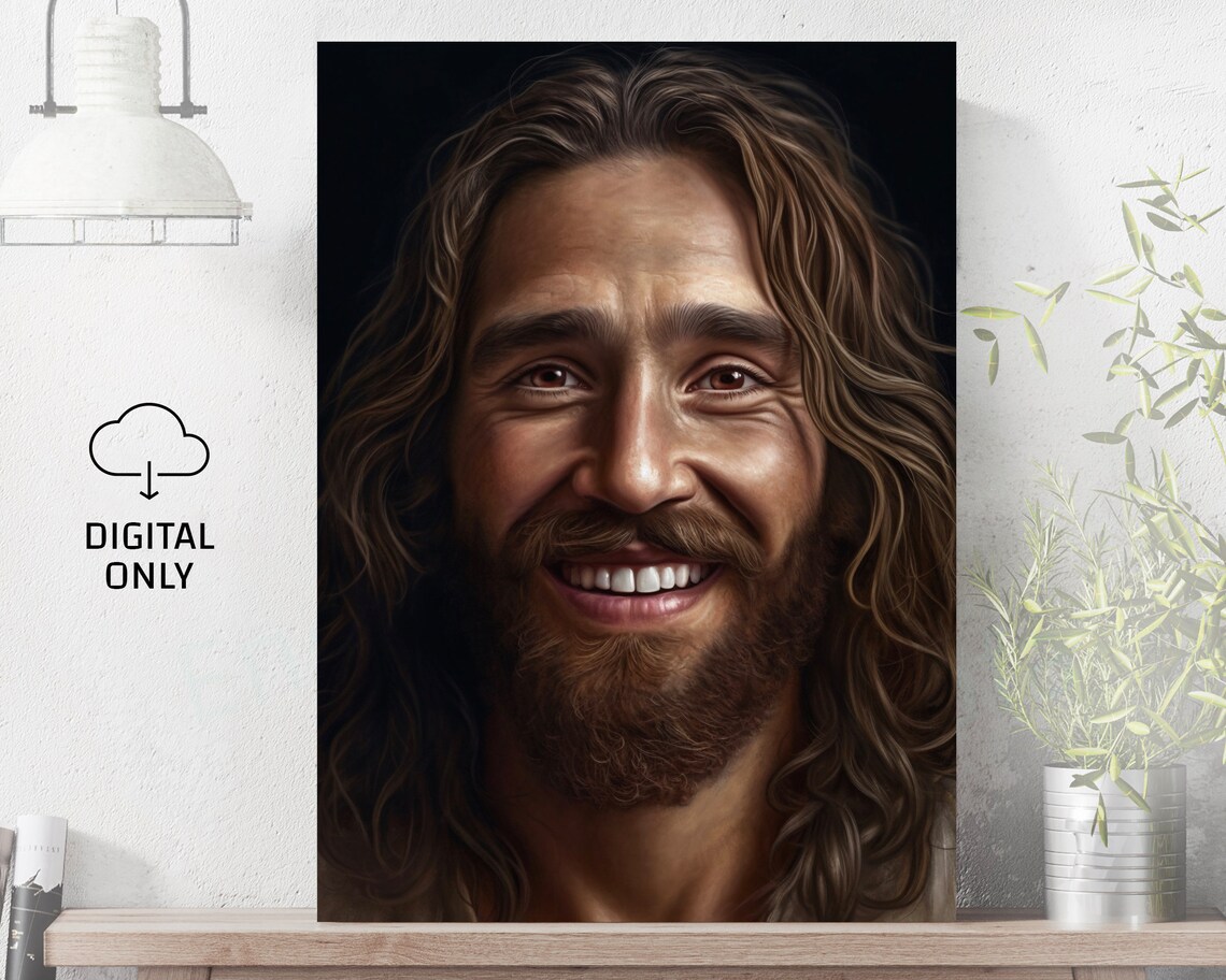 Jesus Portrait Bible Verse Wall Art Printable Jesus Painting Jesus Wall ...