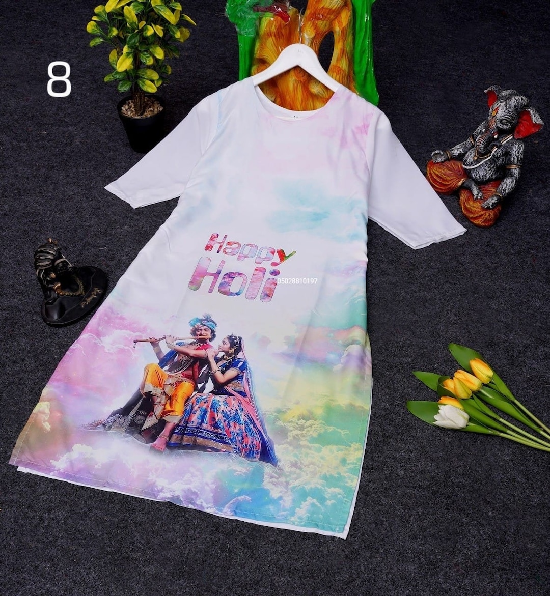 Handmade Holi Special Women's Girl's Kurti Top Indian Festival Outfit ...