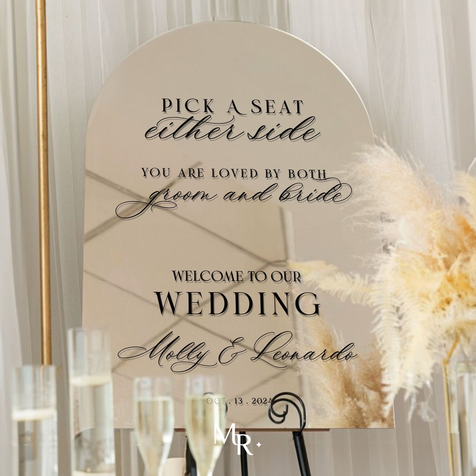 Pick A Seat Not A Side Wedding Sign, Wedding Ceremony Mirror Sign ...