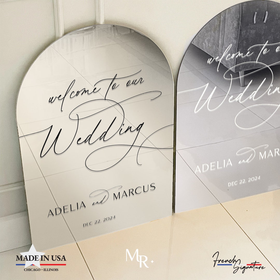 Welcome to Our Wedding Sign, Wedding Welcome Sign Mirror, Silver ...