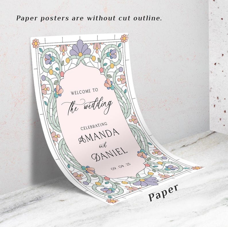 Stained Glass Wedding Sign, Pastel Wedding Welcome Sign, Frosted ...