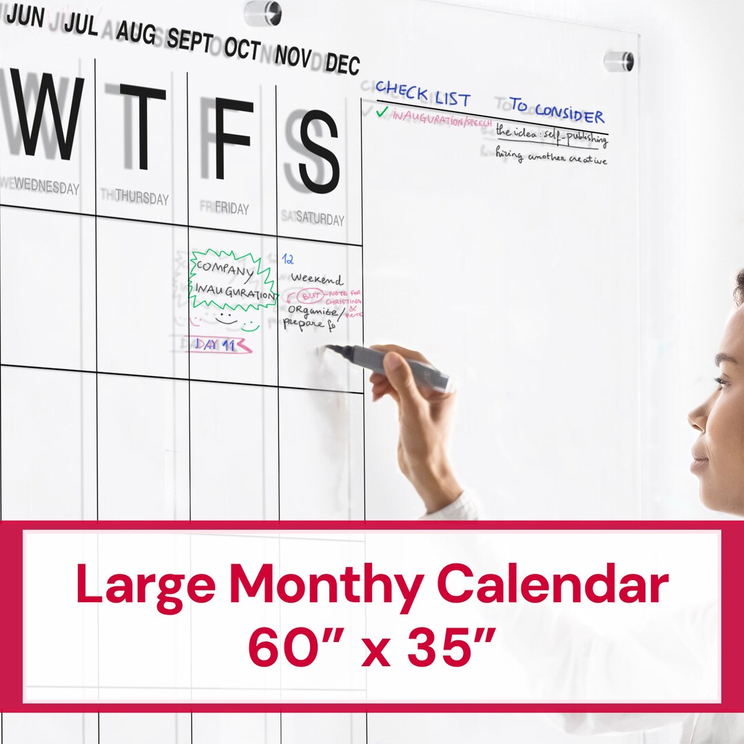 Large Calendar for Wall Large Dry Ease Calendar for Office - Etsy
