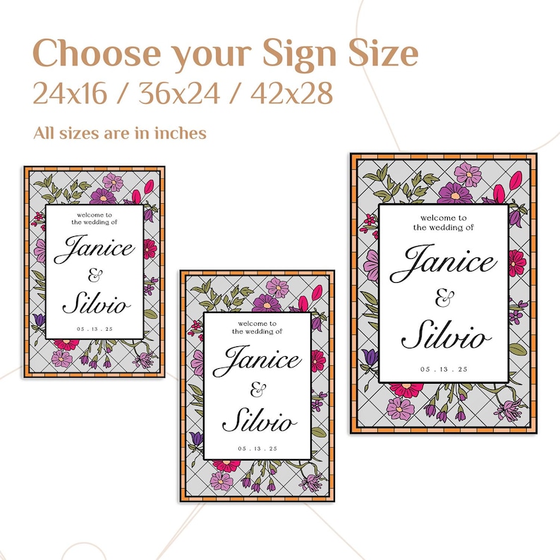 Stained Glass Wedding Welcome Sign, Stain Glass Floral Wedding Sign ...