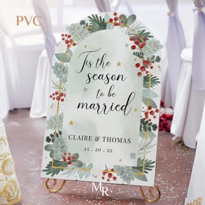 Christmas Wedding Sign, Tis the Season to Be Married Wedding Sign, Xmas ...
