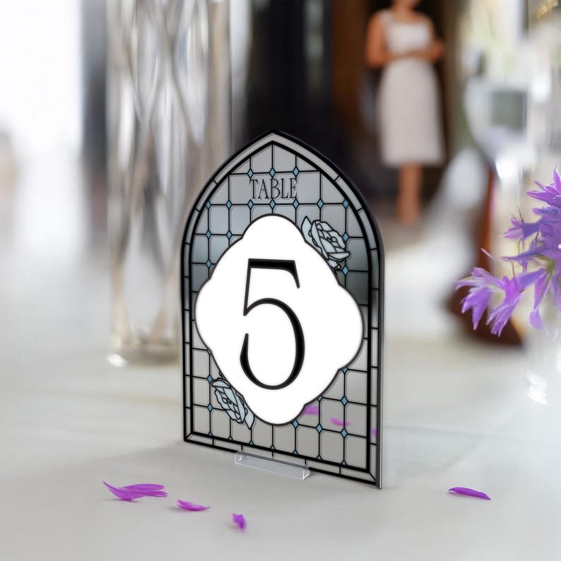 Blue Roses Wedding Table Numbers, Floral Wedding Table Signs, Frosted ...