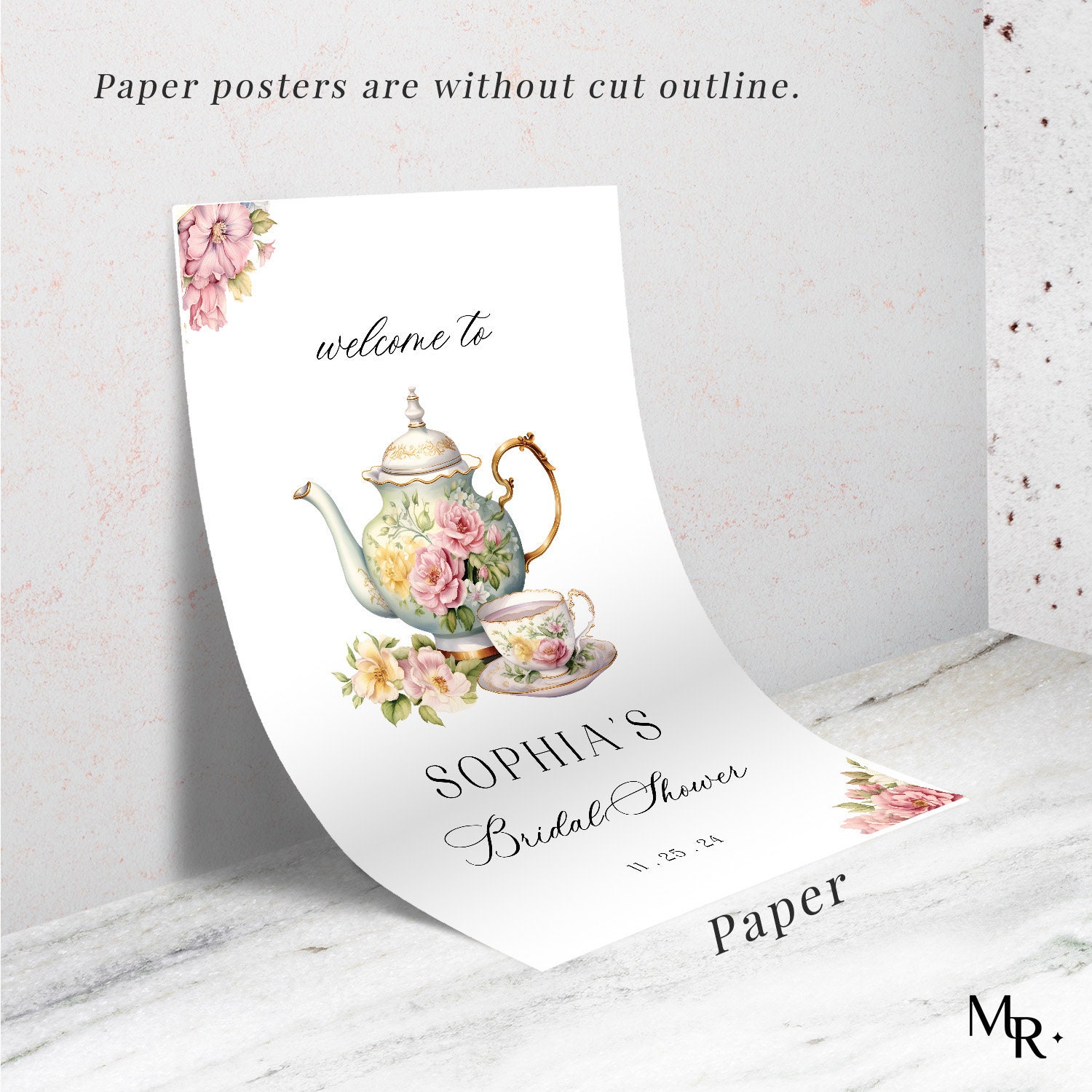 Tea Party Bridal Shower Sign, Bridal Shower Tea Party Sign, High Tea ...