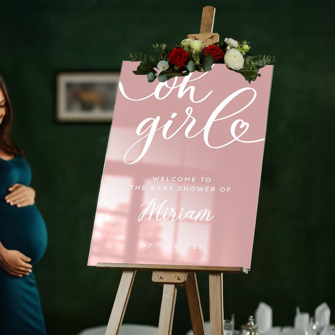 Oh Girl Baby Shower Sign, Baby Shower Welcome Sign, Pink Baby Shower ...