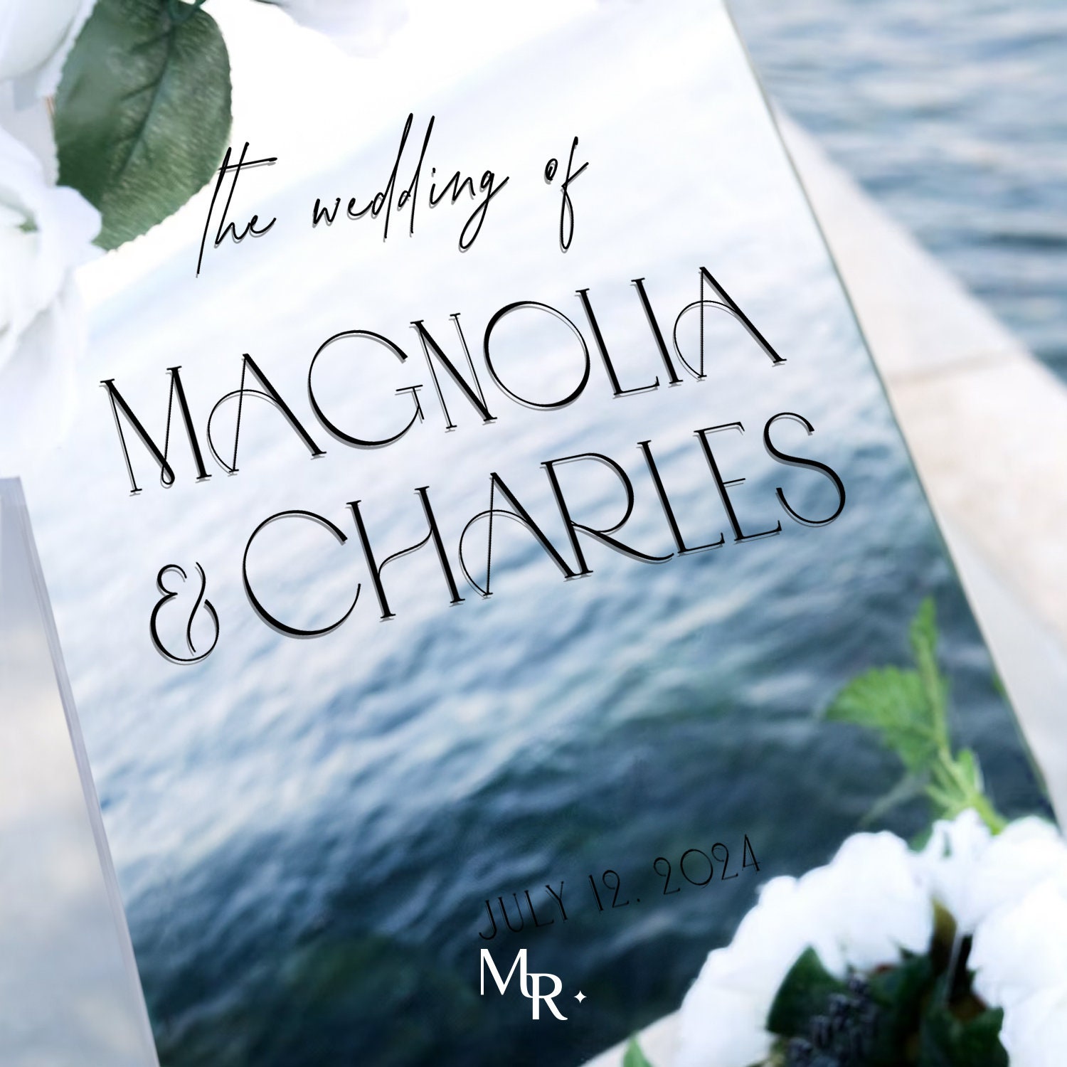 Silver Mirror Wedding Welcome Sign, Wedding Mirror Sign, Custom Mirror ...