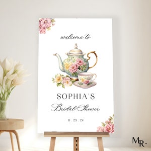 Tea Party Bridal Shower Sign, Bridal Shower Tea Party Sign, High Tea ...