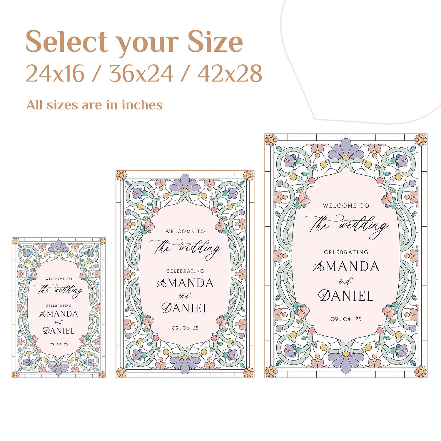 Stained Glass Wedding Sign, Pastel Wedding Welcome Sign, Frosted ...