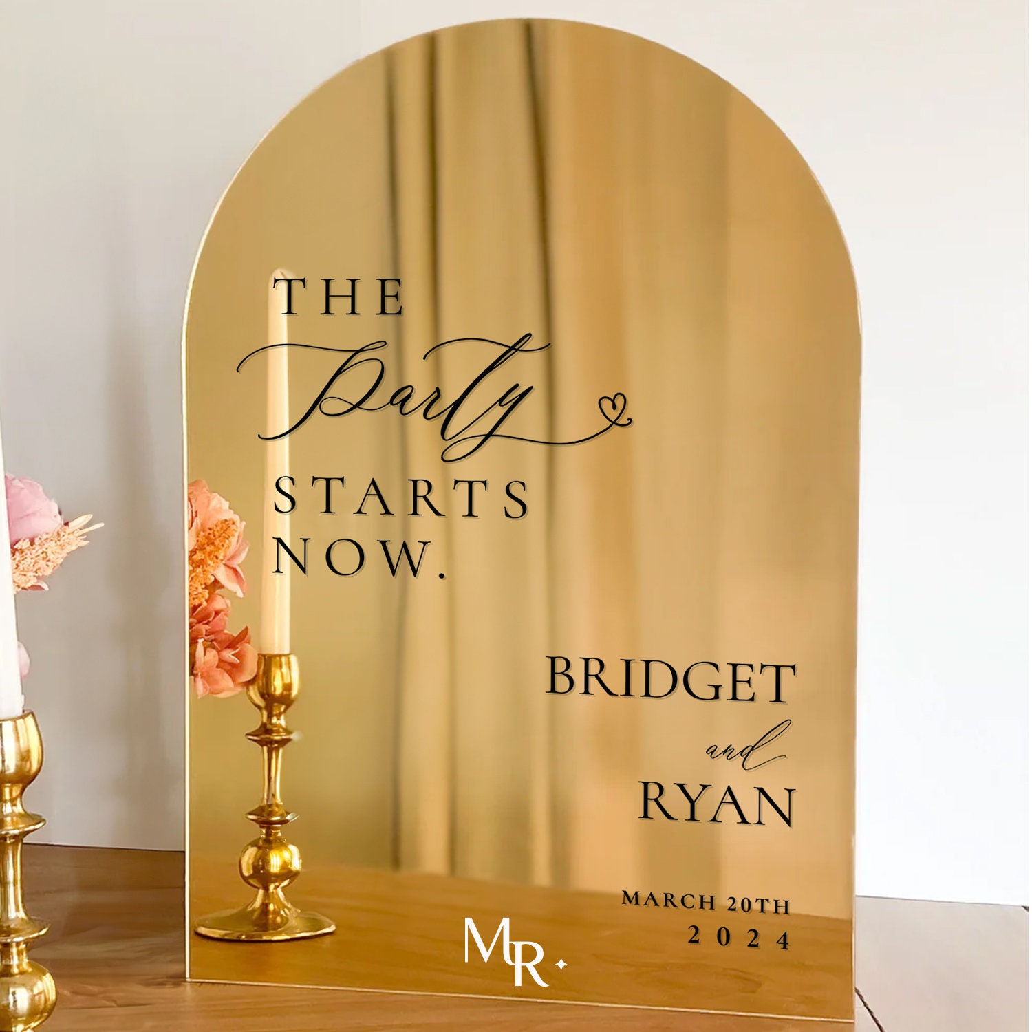 Mirror Wedding Sign, Wedding Mirror Sign, the Party Starts Now Wedding ...