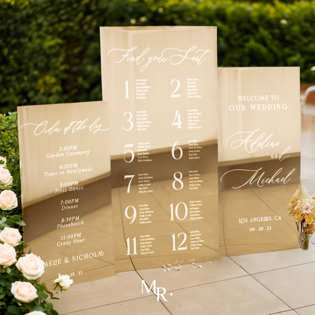 Wedding Mirror Signs, Wedding Welcome Mirror Sign Bundle, Gold Mirror ...