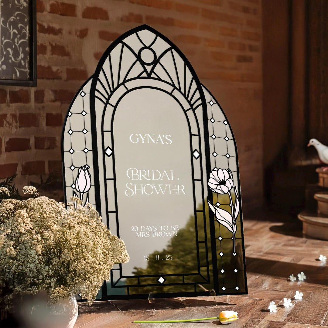 Custom Bridal Shower Sign, Stained Glass Frosted Bridal Shower Welcome ...