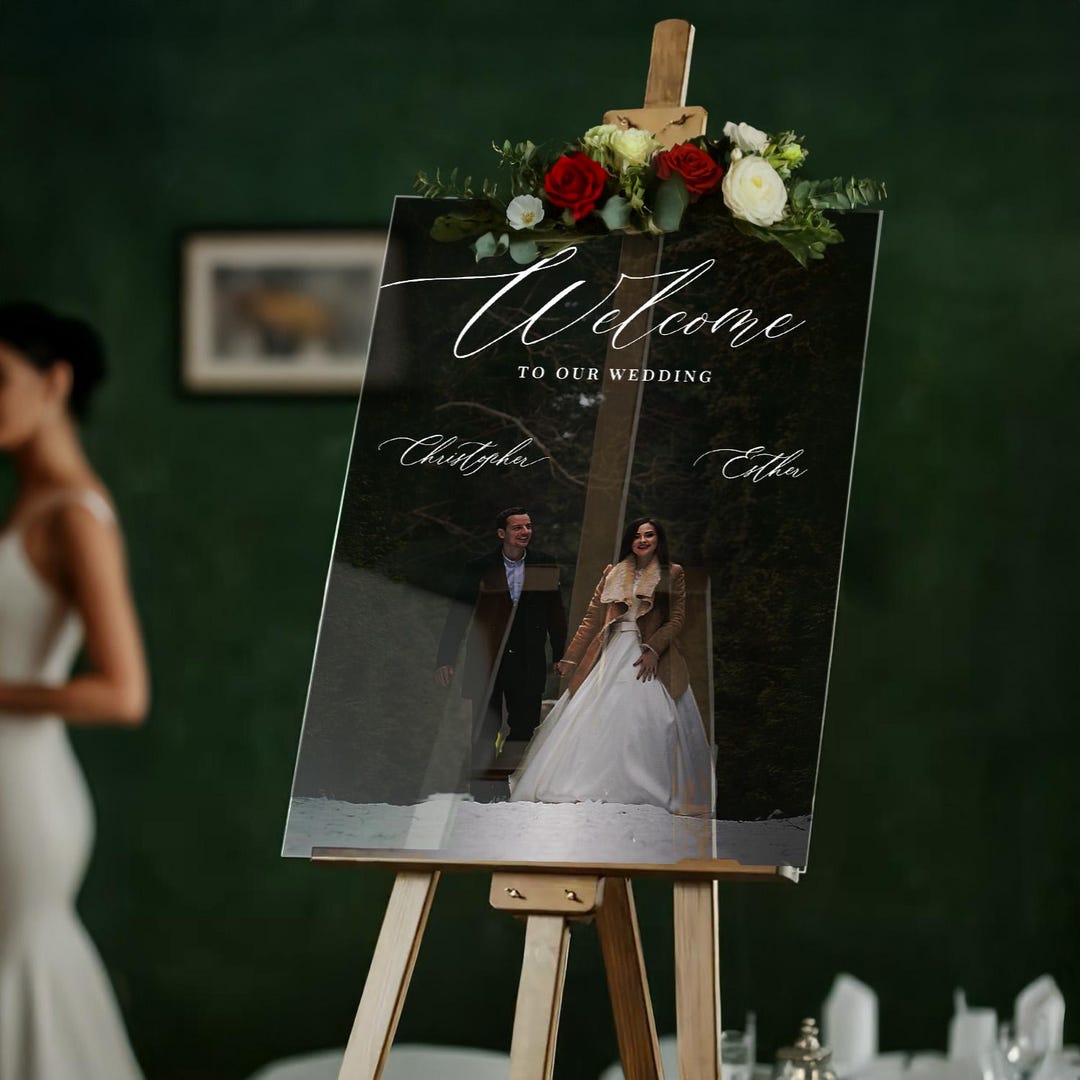 Photo Wedding Sign, Custom Picture Wedding Welcome Sign, Acrylic ...