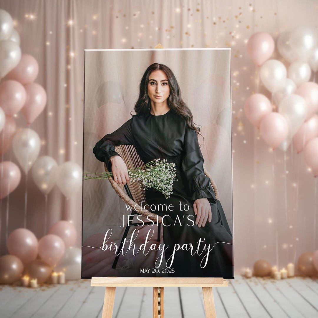 Birthday Sign With Photo, Happy Birthday Sign, Custom Photo Birthday ...