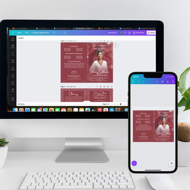 Elegant Funeral Program Template | Celebration of Life, Canva (digital ...