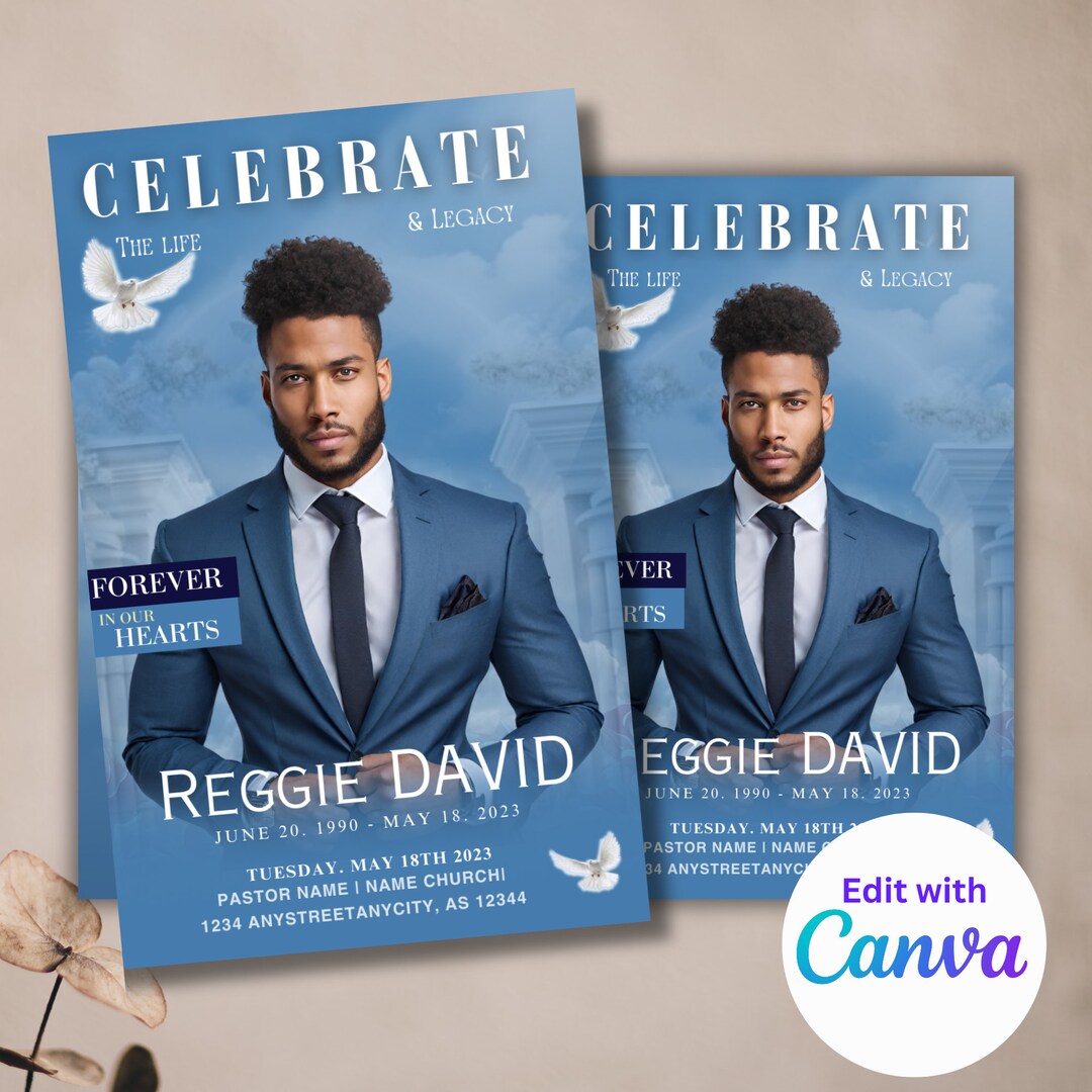 Funeral Program Booklet, 5.5x8.5 - Mogul Magazine Style, 8 Pages ...