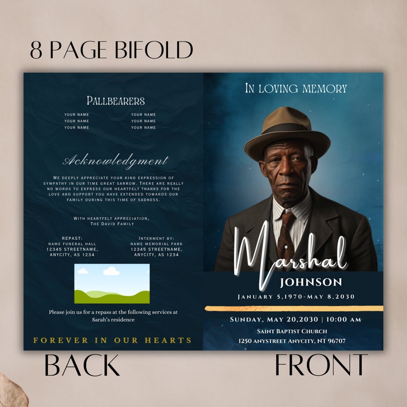 Elegant Funeral Program Booklet Template | Celebration of Life (digital ...