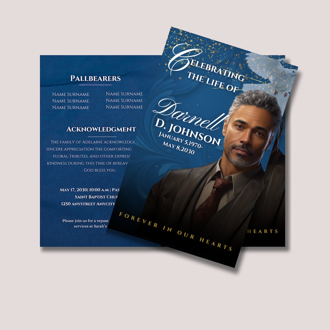 8.5"x11" BOOKLET Elegant Style Funeral Program (8 Pages)|celebration of Life |keepsake |digital ...