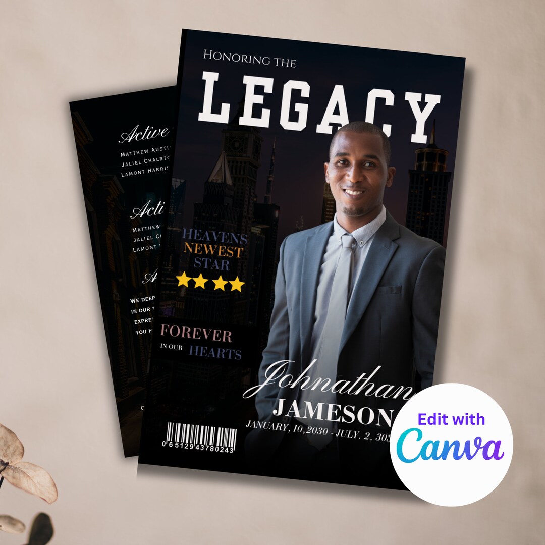 Obituary Magazine| Funeral Program Template| Celebration of Life ...