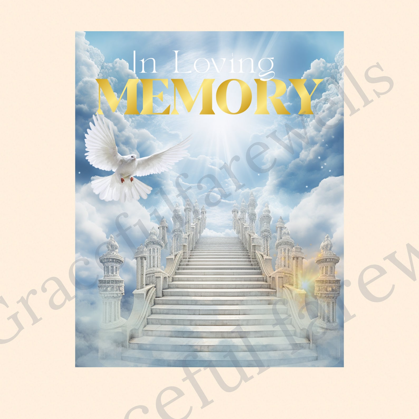 In Loving Memory PNG, Blue Sky Heaven Stairway Memorial Background for ...