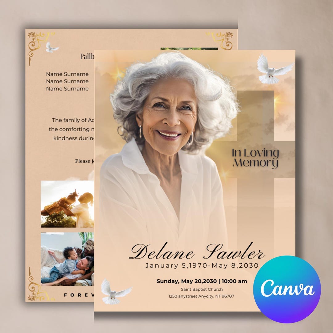 Funeral Program Template for Man | Masculine Funeral Program ...