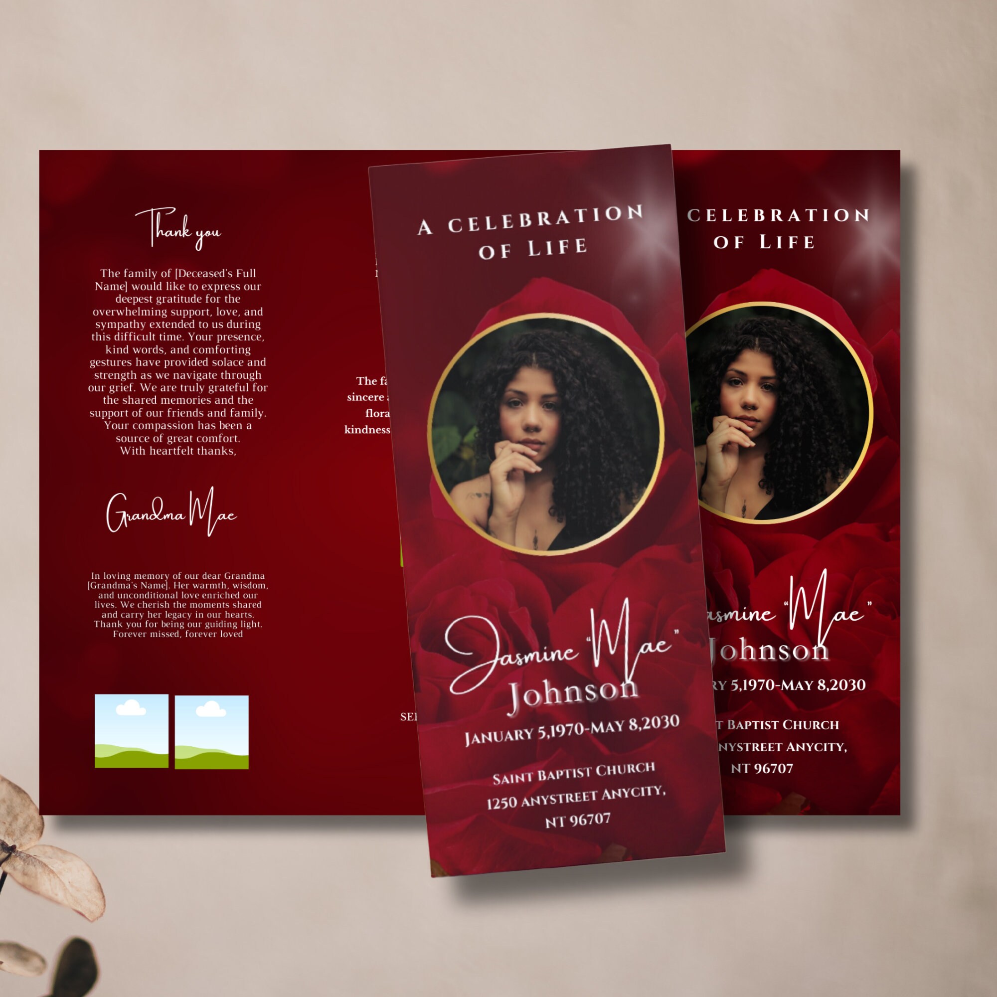Elegant Funeral Program Template | Celebration of Life (digital ...