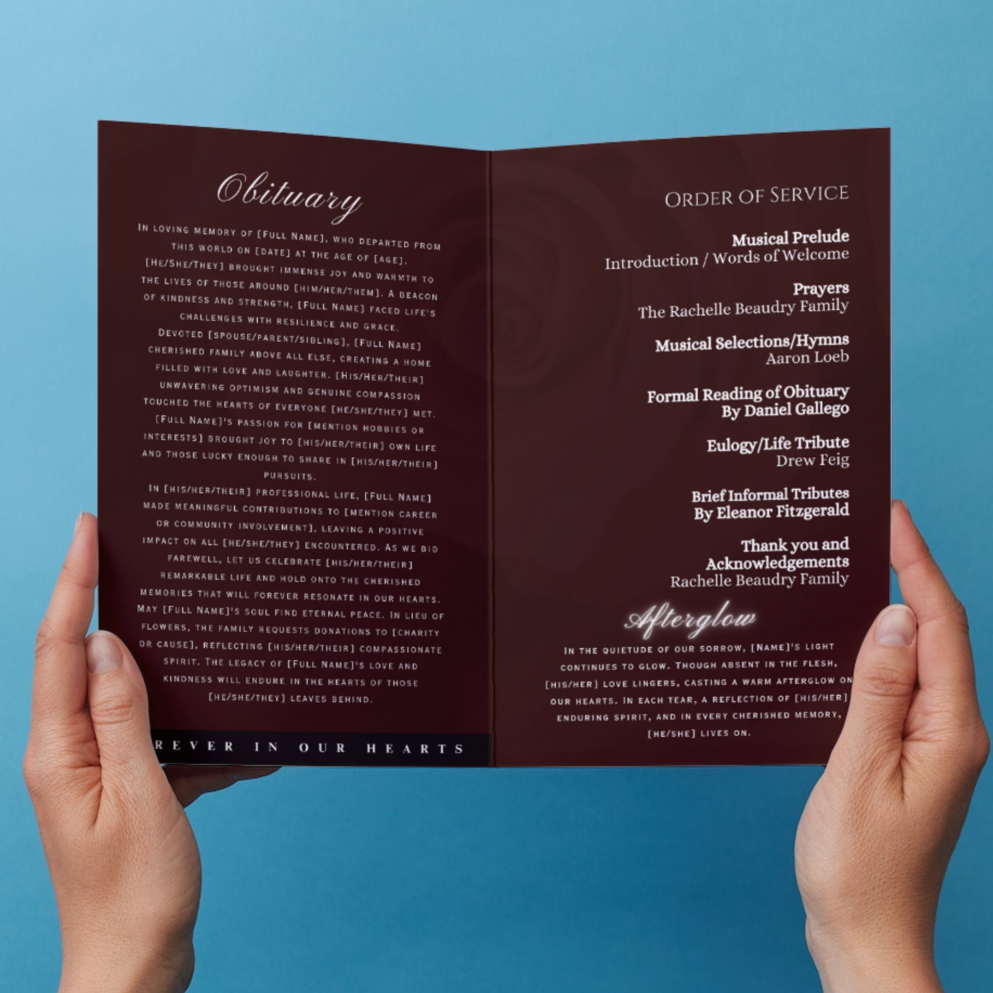 Funeral Program Template for Man Masculine Funeral Program Celebration ...