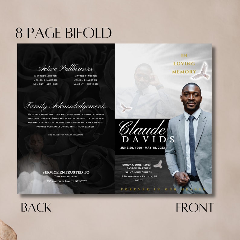 Personalized Memorial Program 8 Pages Obituary Template Magazine Cover ...