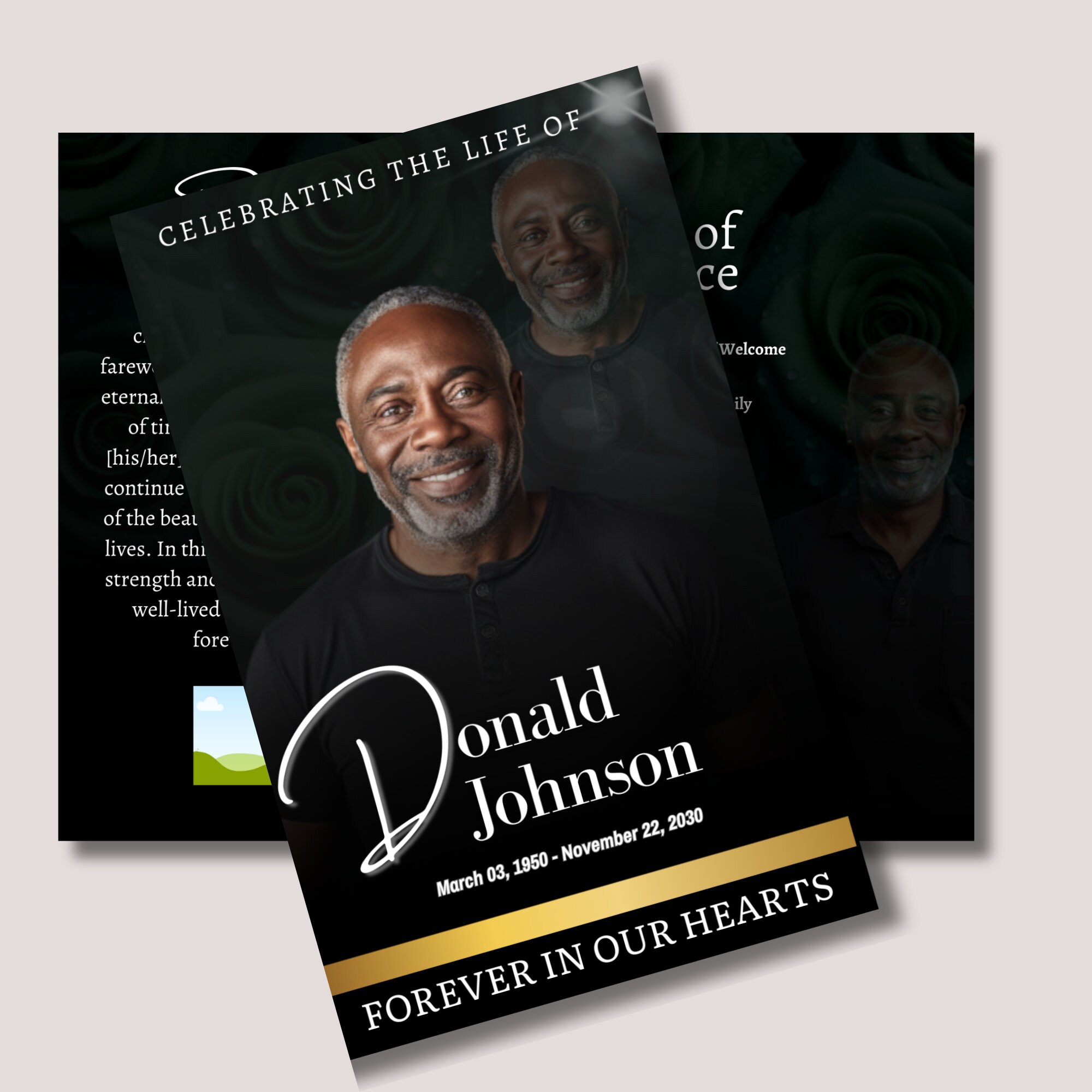 Funeral Program Template for Man Masculine Funeral Program Celebration ...