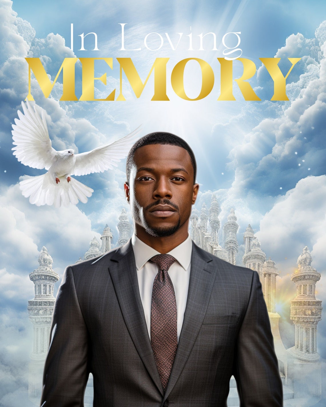 In Loving Memory PNG, Blue Sky Heaven Stairway Memorial Background for ...