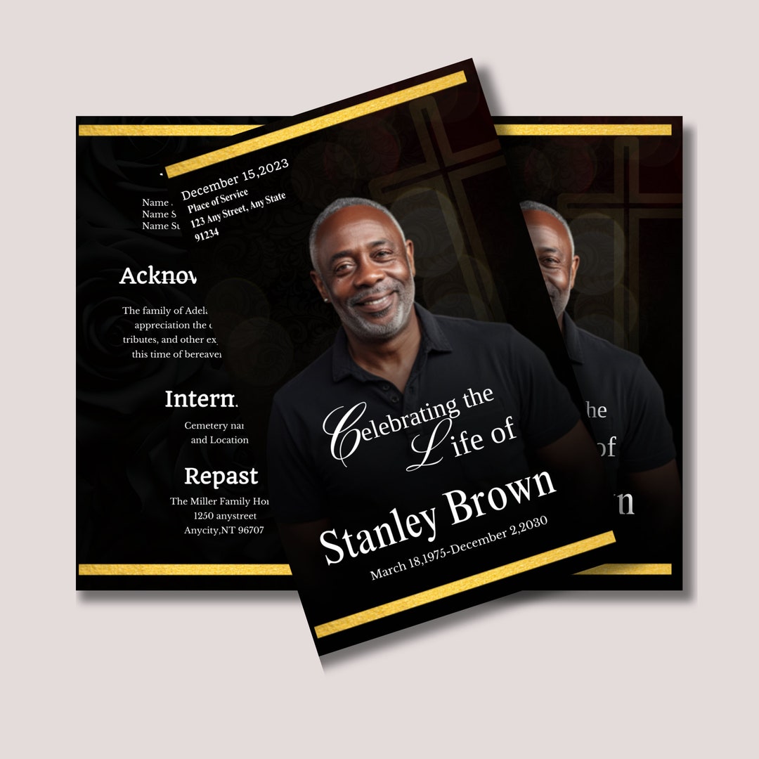 Funeral Program Template for Man | Masculine Funeral Program ...