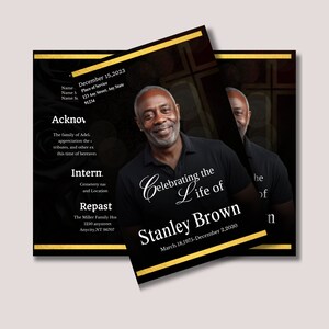 Funeral Program Template for Man | Masculine Funeral Program ...