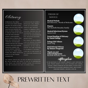 Customizable Memorial Program | Obituary Template for Man | Magazine ...