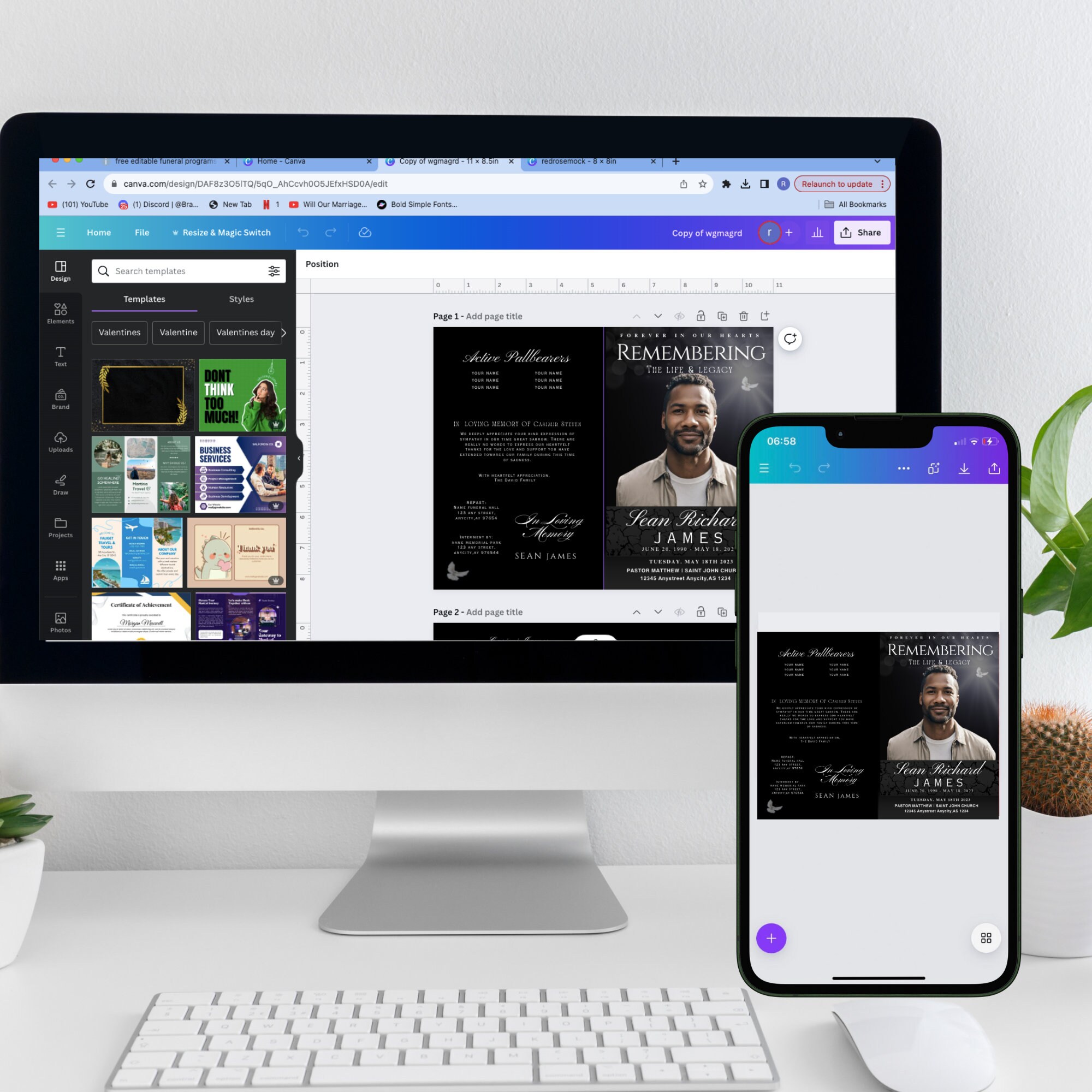 Personalized Memorial Program 8 Pages Obituary Template Magazine Cover ...