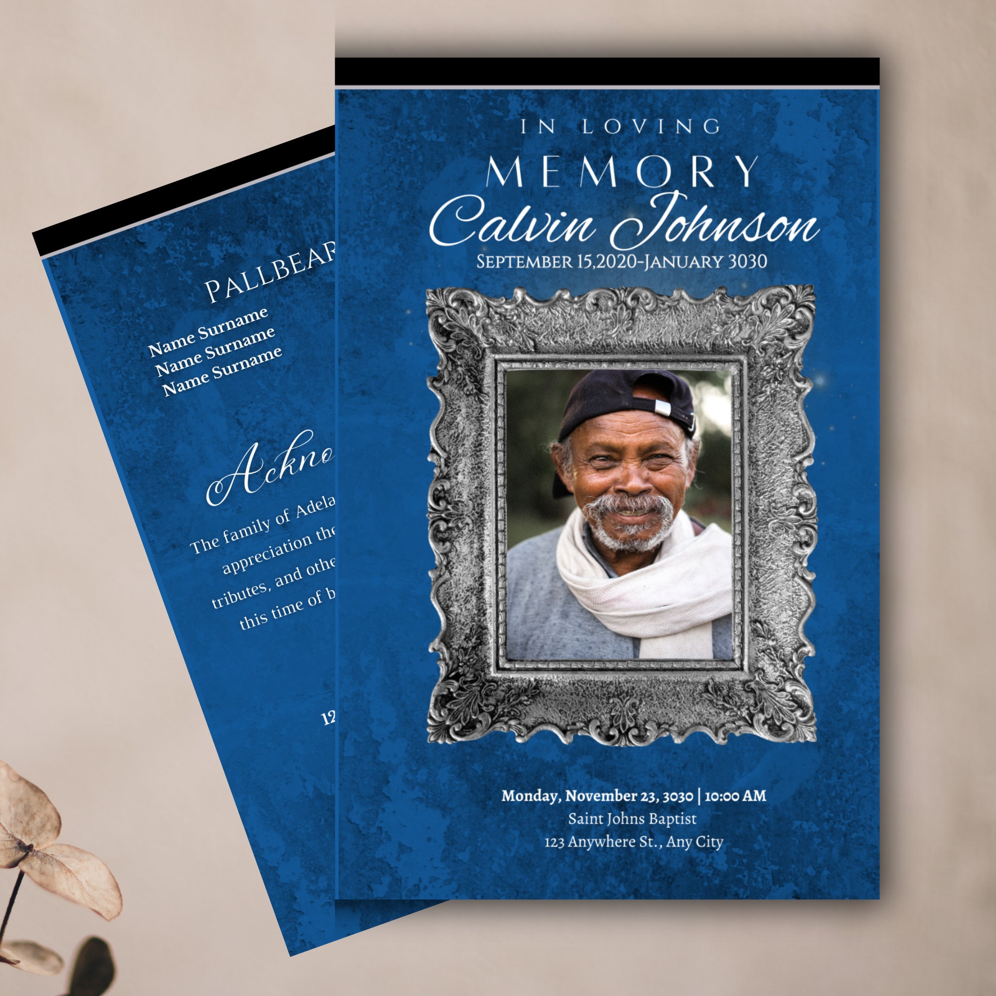 Personalized Funeral Program Template Custom Memorial Service Order ...
