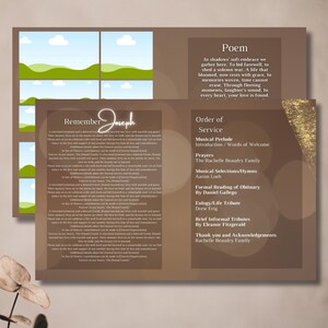 Personalized Brown Funeral Program, Magazine Style (digital Download ...