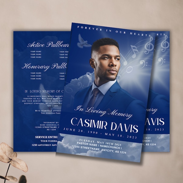 Music Notes Funeral Template - Etsy